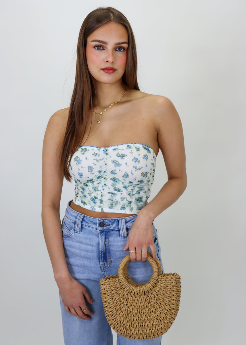 Above Me Tube Top ★ Blue Floral – Rock N Rags