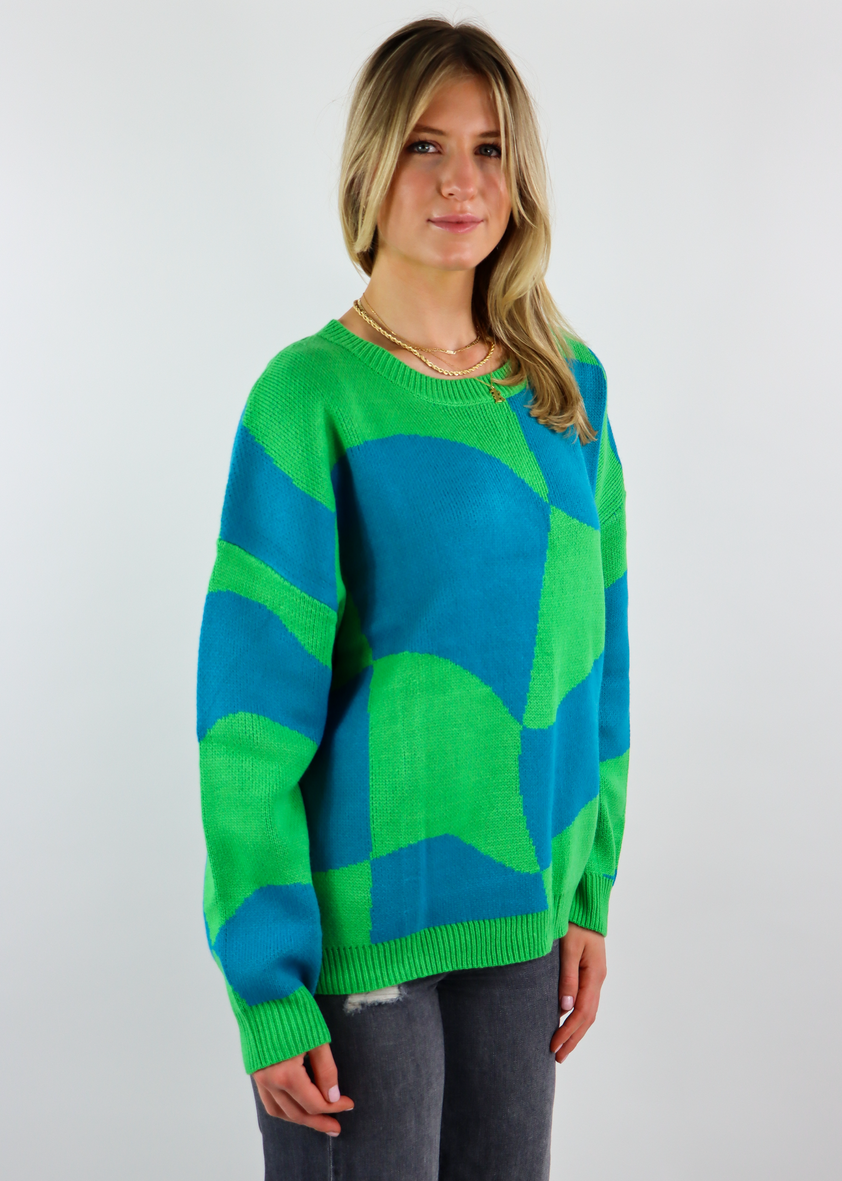 Keep Score Sweater ★ Neon Blue & Green – Rock N Rags