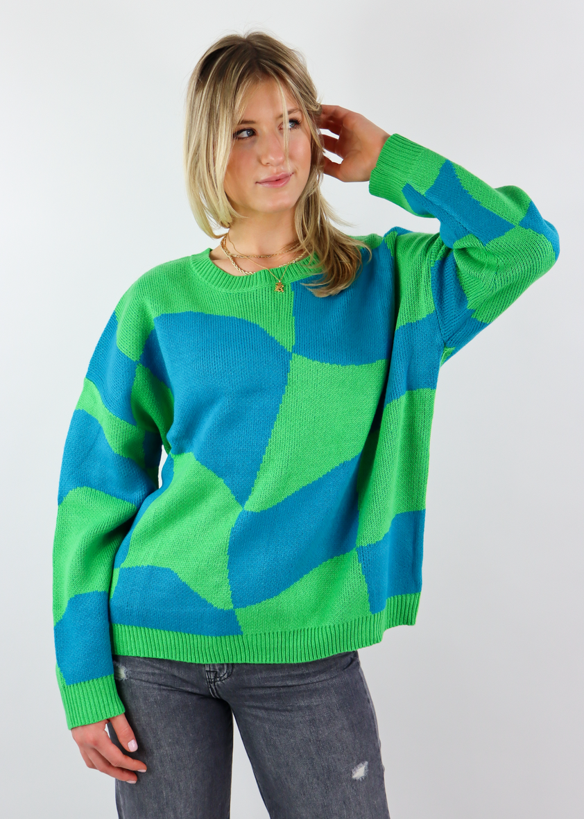 Keep Score Sweater ★ Neon Blue & Green – Rock N Rags
