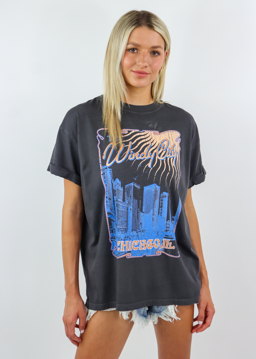 Windy City Graphic Tee ★ Charcoal Grey – Rock N Rags